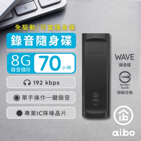 aibo 輕薄隨身型 USB錄音隨身碟-8G - 線上購買 | 好買市集(原Hami市集)