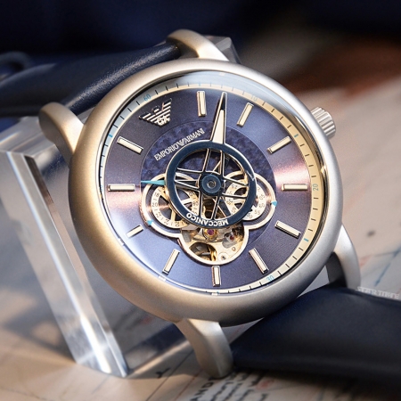 Emporio Armani 亞曼尼 | 原廠平輸精品手錶 極簡紳士計時鏤空皮革機械男錶 - 藍AR60011 - 線上購買 | 好買市集(原 ...