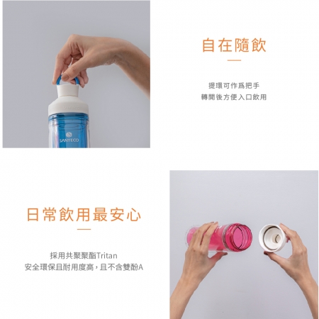 【好買點數放大】Santeco Ocean Tritan 雙層冷水瓶 590ml 二入組 藍＋紅 - 線上購買 | 好買市集(原Hami市集)